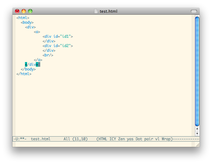 [Emacs] HTML/XML 코딩 어시스트 zencoding - Seorenn SIGSEGV
