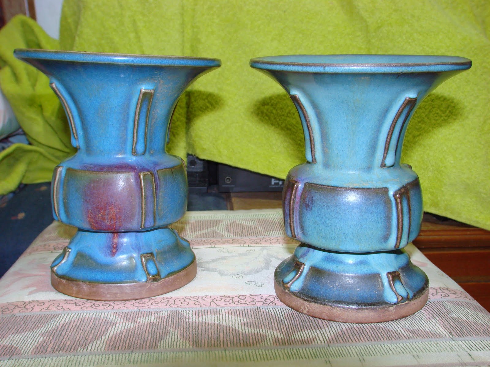 Chinese antiques-porcelain: Moonlight glazed Zun (vase) with protruding ...