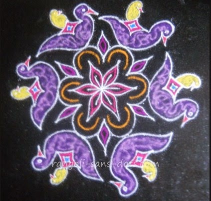Rangoli - 11 dots designs with steps