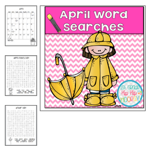 1st Grade Hip Hip Hooray!: April Word Searches...Print and Go!