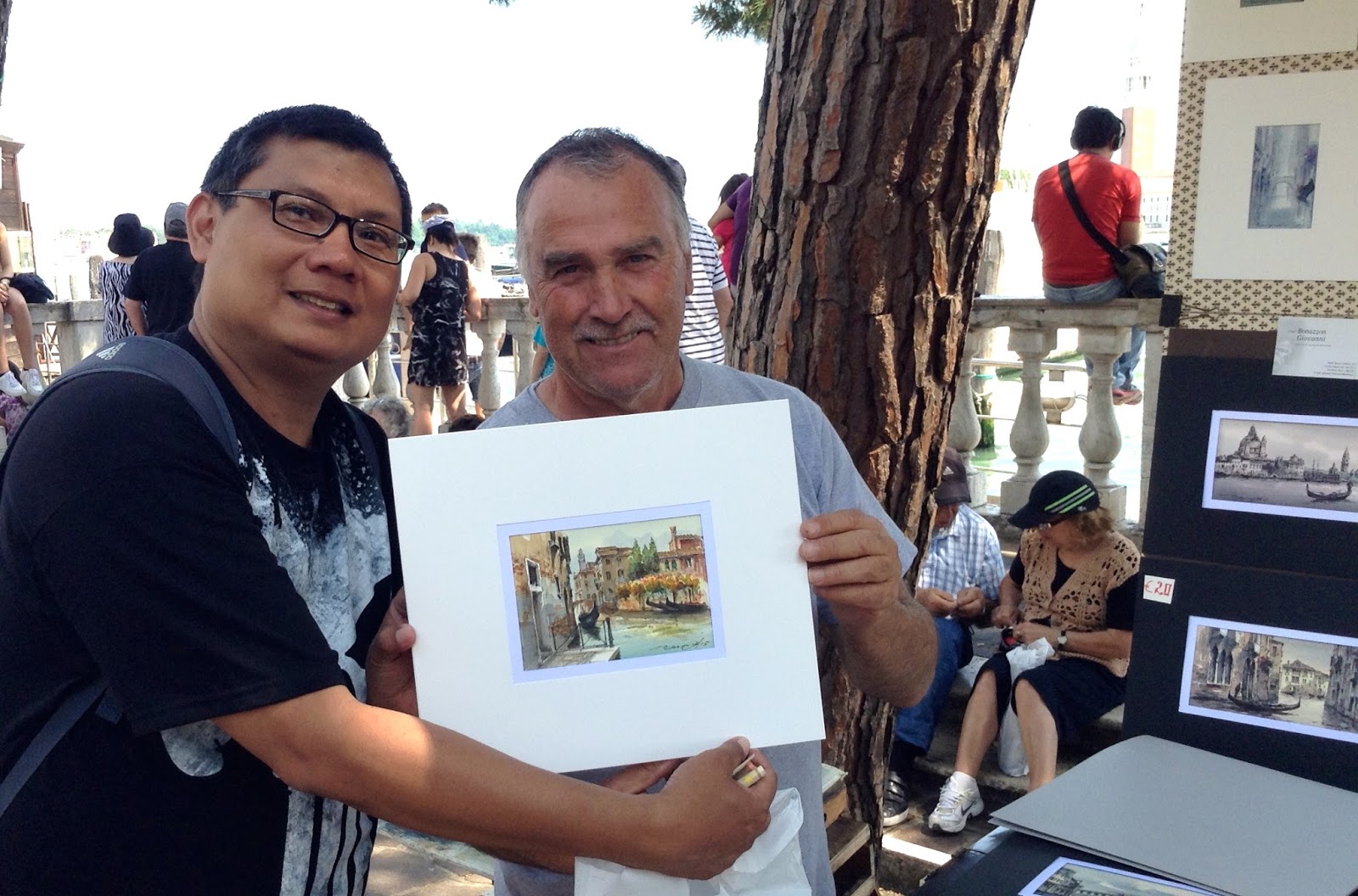 Bleachers Brew: With some street painters from Venice, Italy