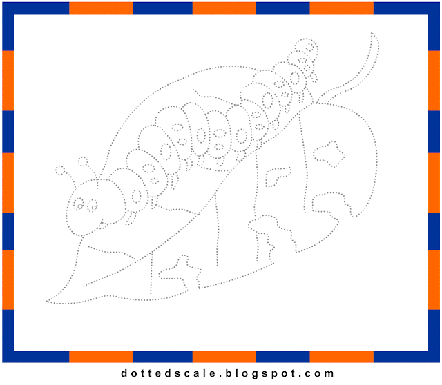 Printable Dotted Drawing Pictures: Caterpillar Dotted for kids