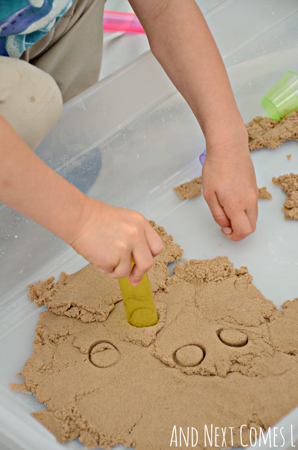 Kinetic Sand & Cups Fine Motor Sensory Activity | And Next Comes L ...