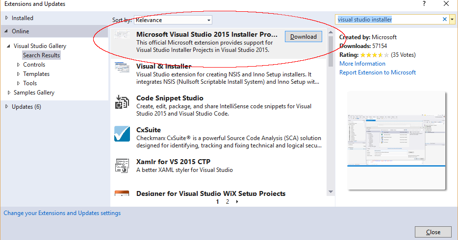 dominoc925: Setup and Deployment (Installer) project for Visual Studio Community 2015
