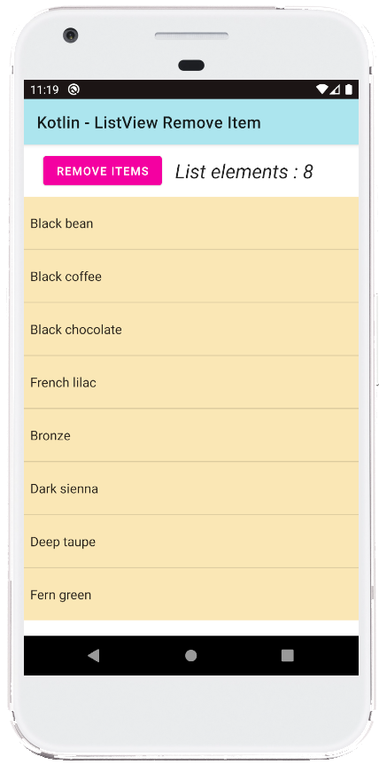 Android Kotlin Listview Remove Item Programmatically