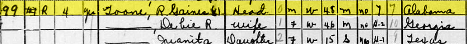 East Texas Genealogy: Robert Gaines Toone - 1940 census