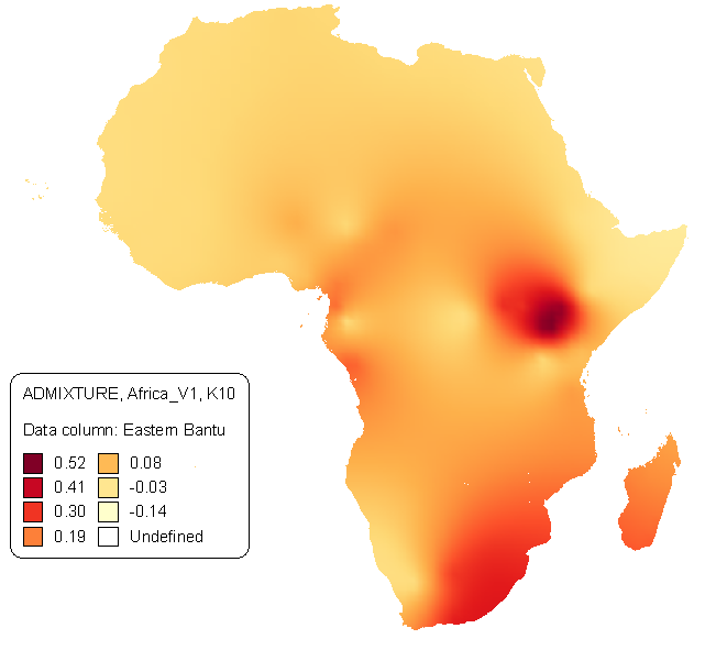 Ethio Helix ኢትዮ:ሒሊክስ: Gradient Maps for African ADMIXTURE components