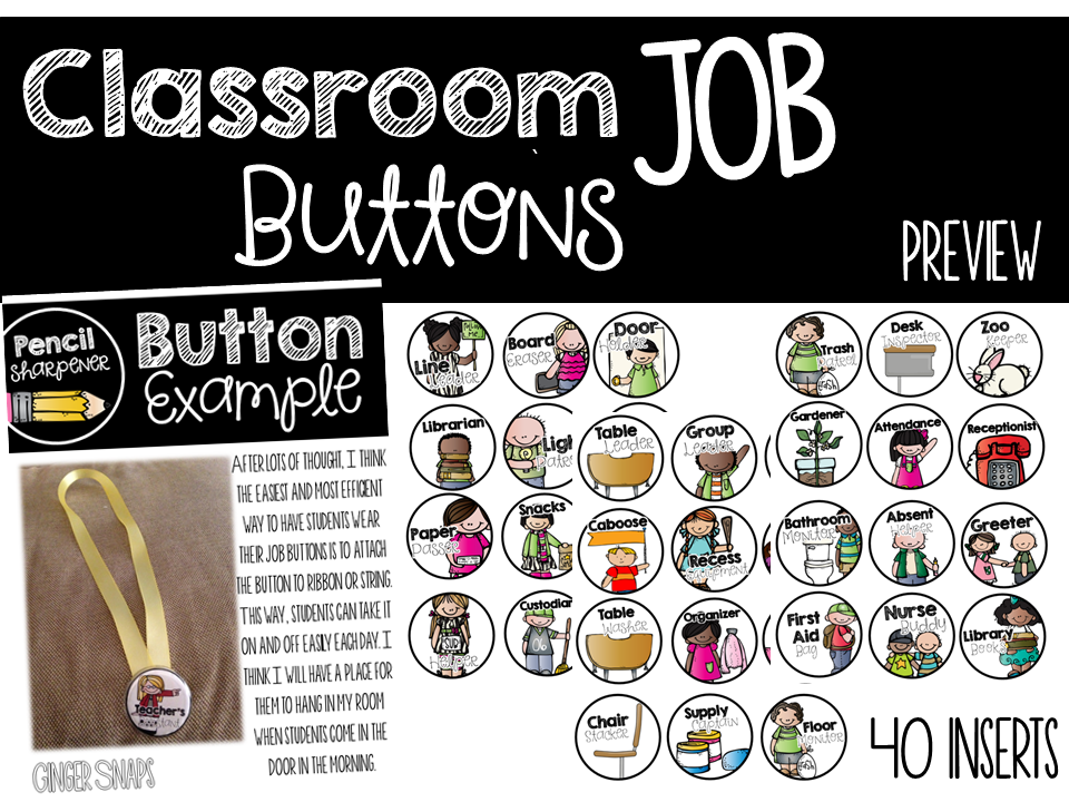 Ginger Snaps: Classroom Job Buttons