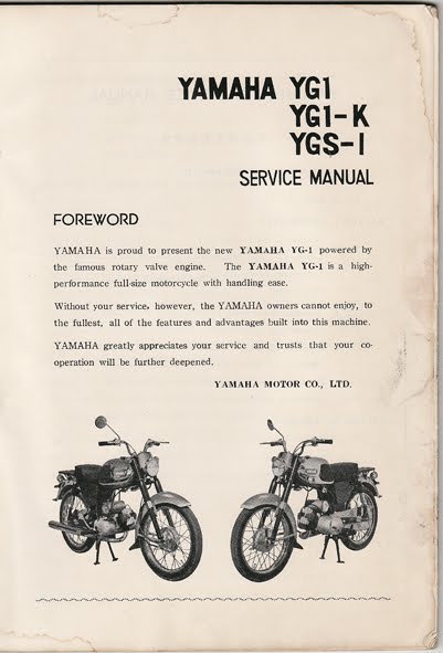 Koleksi Barang Djadoel: YAMAHA YG1, YG1-K, YGS-1 SERVICE MANUAL