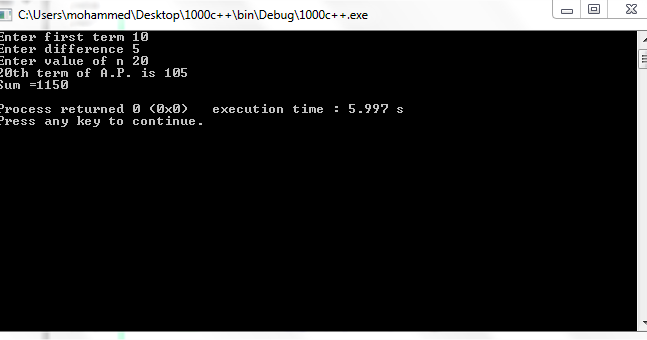 Programmers Area: C++ program to find nth term Arithmetic progression ...