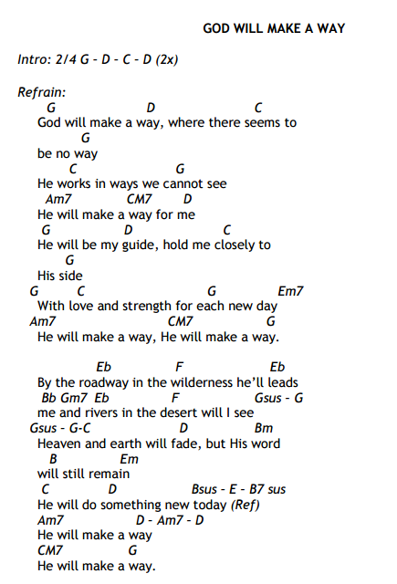 The Psalms of Praise: GOD WILL MAKE A WAY Lyrics and chords The Psalms of Praise: GOD WILL MAKE A WAY Lyrics and chords