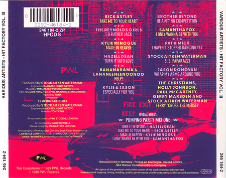 RETRO DISCO HI-NRG: HIT FACTORY - Volume 3 (Various Artists) 1989 SAW ...