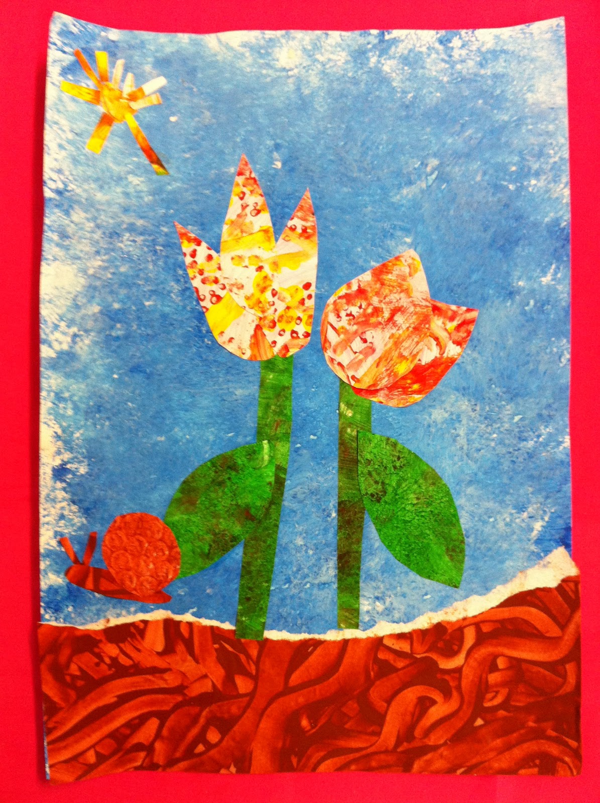 CAC Primary Art: Prep S Eric Carle inspired flower collage