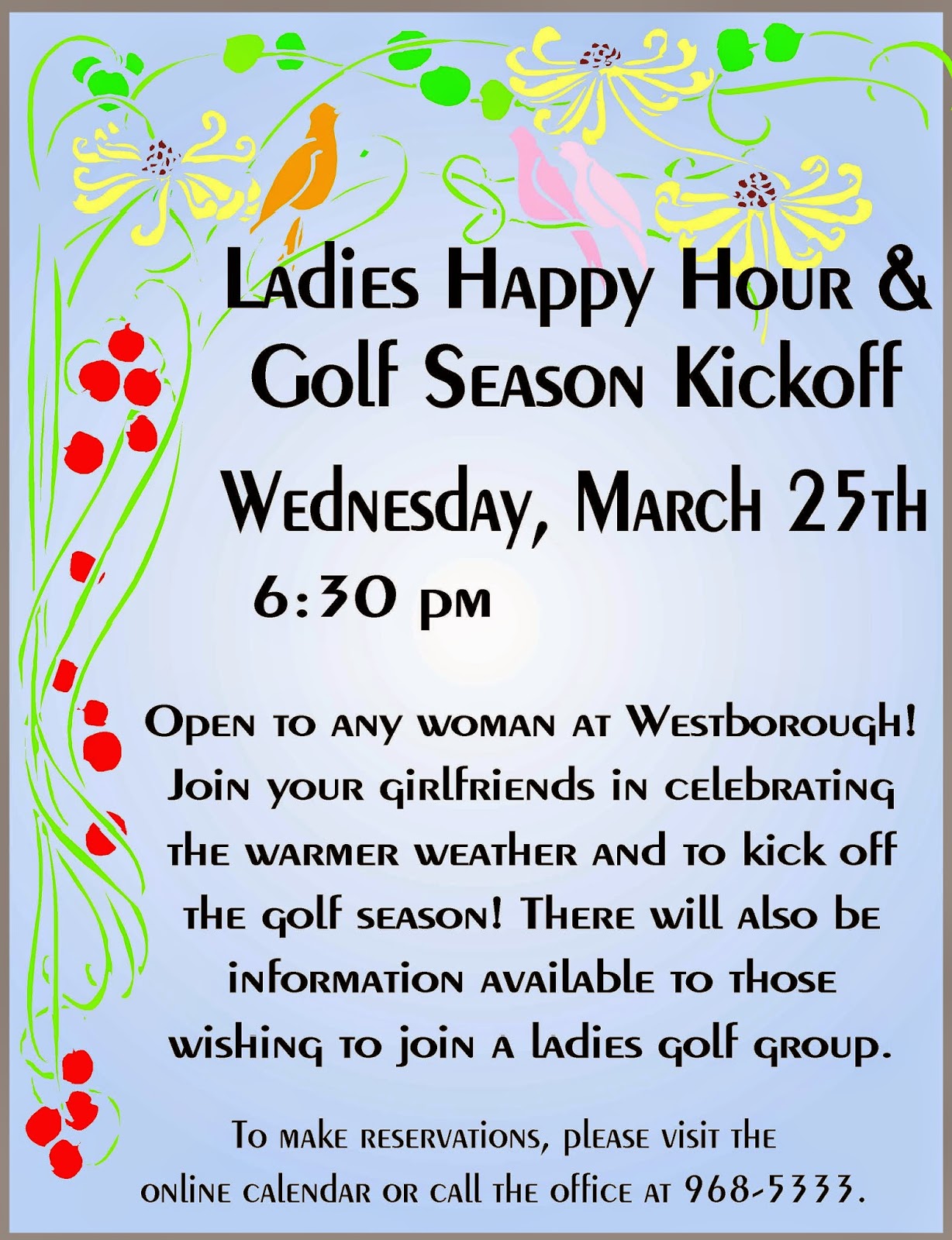 Ladies Happy Hour & Golf Season Kickoff- March 25th