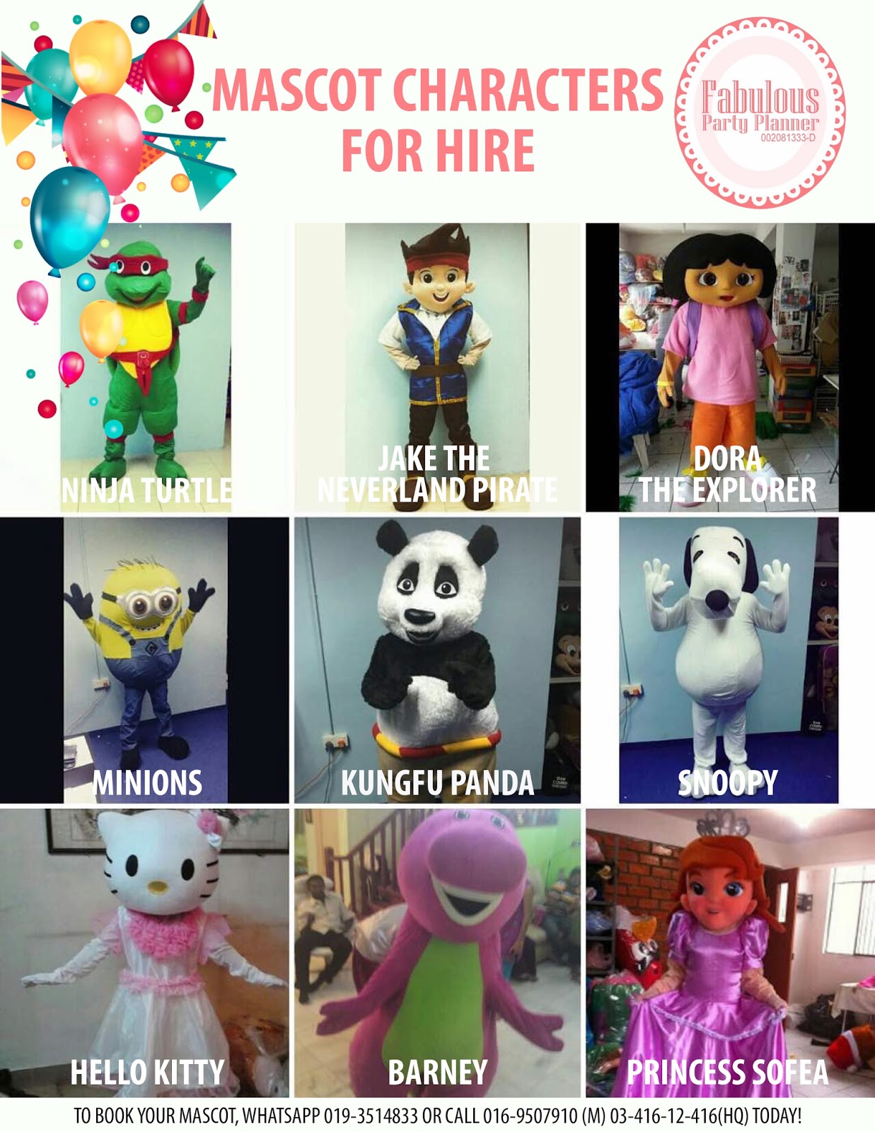 MASCOT CHARACTER FOR HIRE