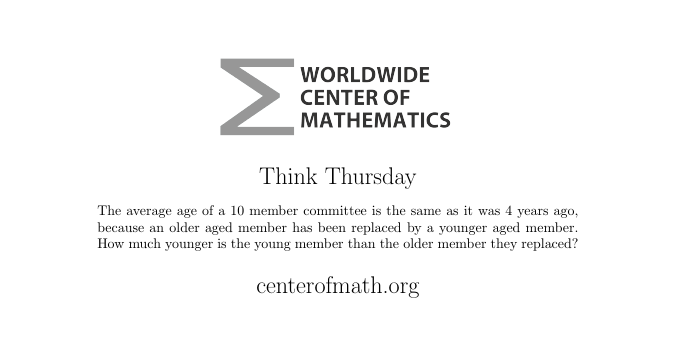 The Center of Math Blog: Think Thursday: Committee [Algebra]
