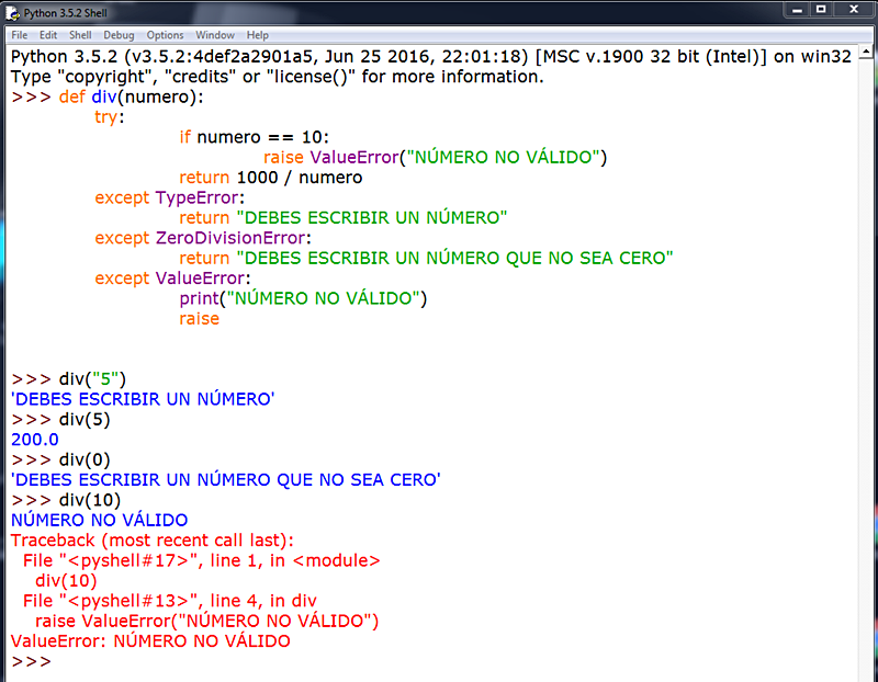 APRENDER A PROGRAMAR CON PYTHON: TRATAMIENTO DE EXCEPCIONES