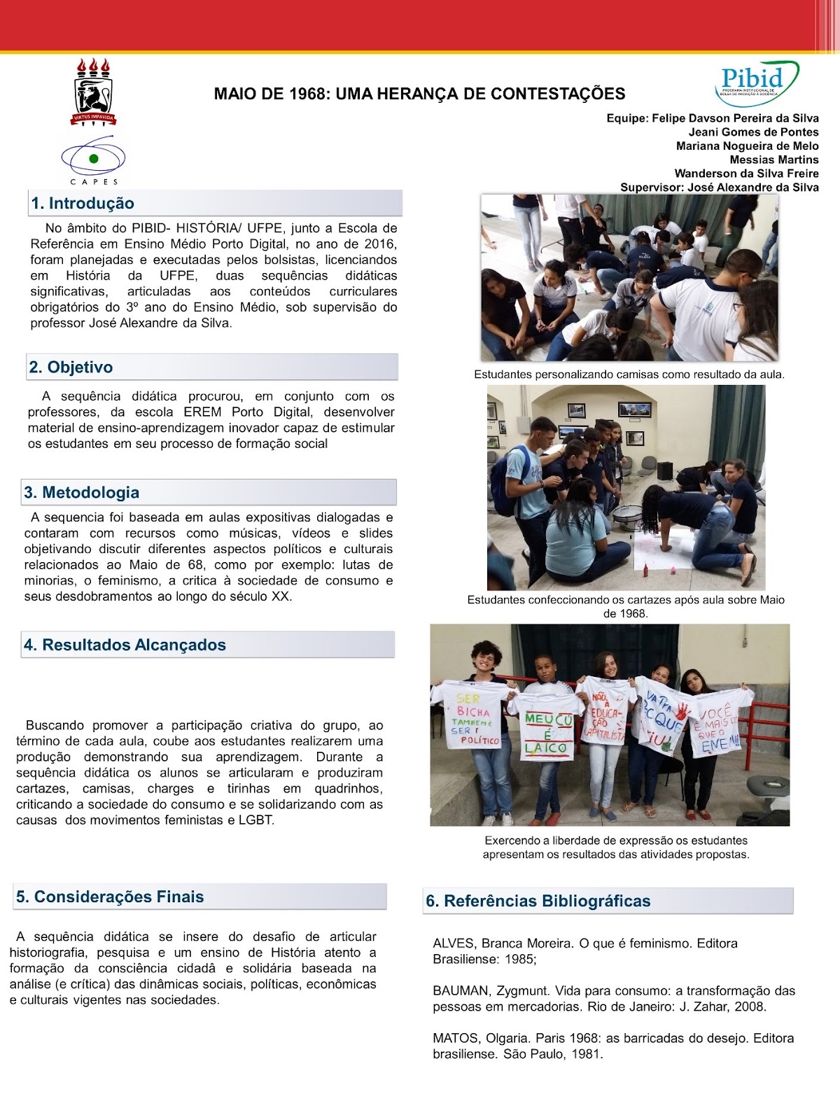 PIBID de História da UFPE: Banner sobre maio de 68