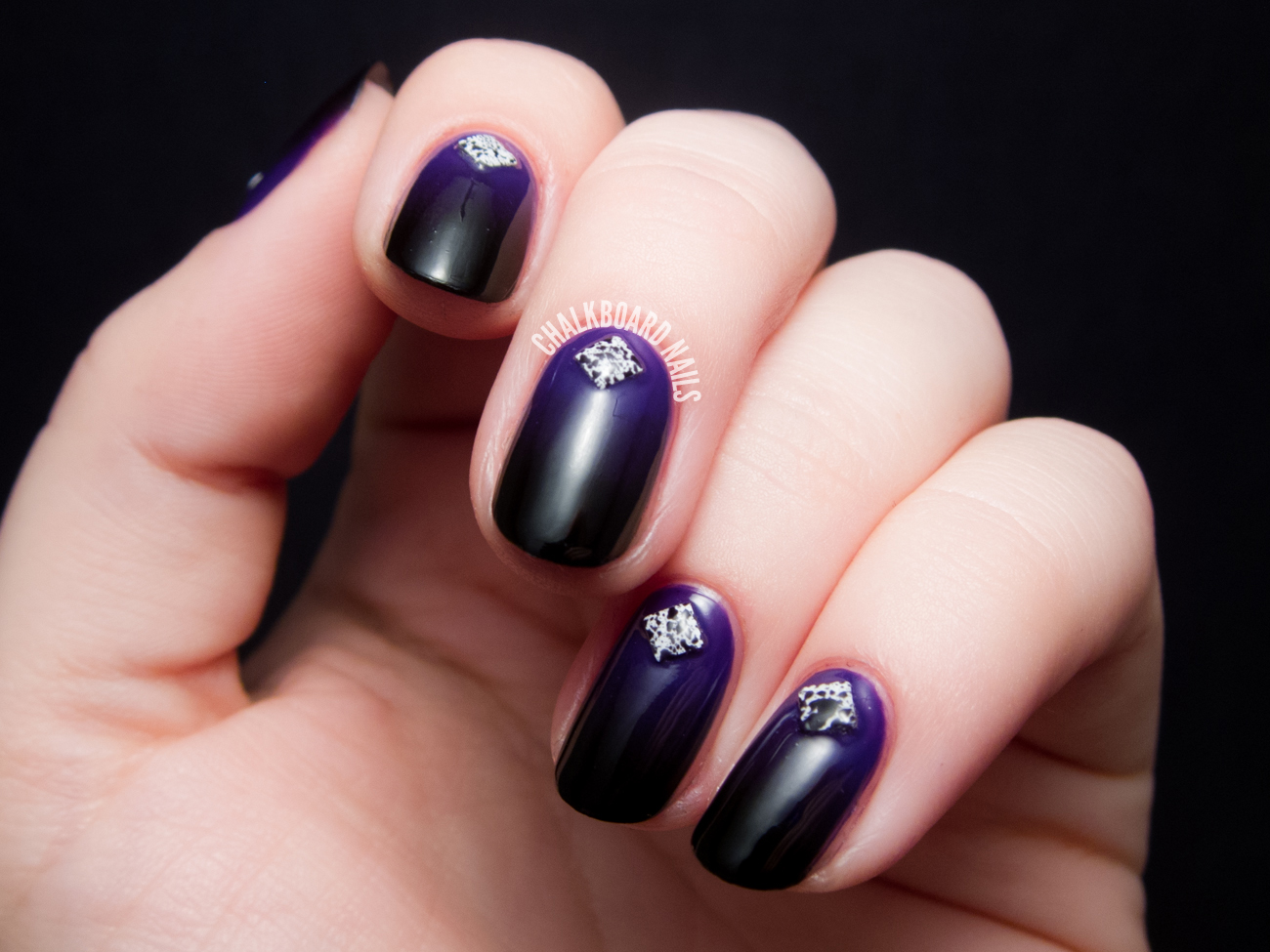Moody Purple Gradient with Splatter Studs | Chalkboard Nails | Phoenix ...