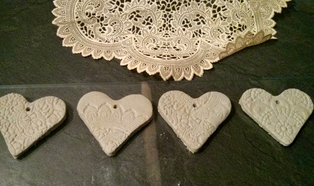 lightly enchanted: Clay Doily Hearts