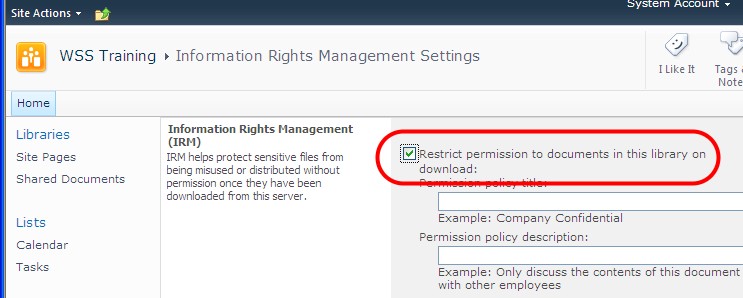 Chandler: Sharepoint 2010 搭配 IRM Information Rights Management (RMS server)