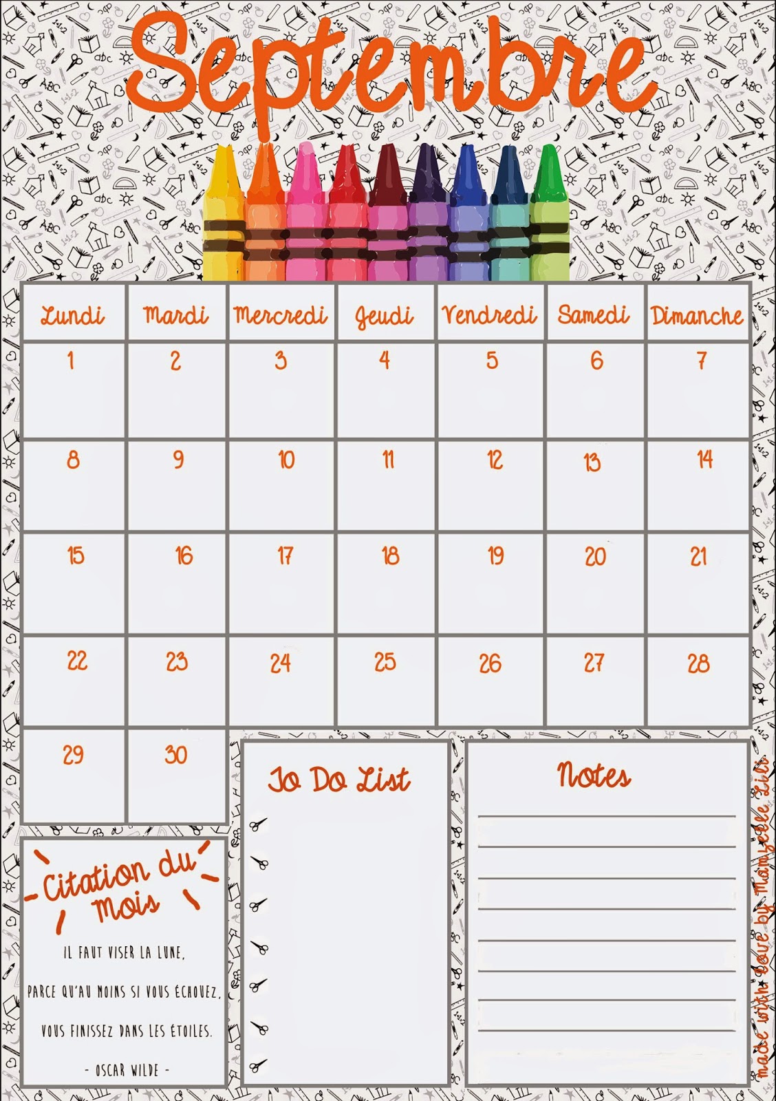 Mamzelle Lili: [ Calendrier ] Septembre, de la motivation à revendre