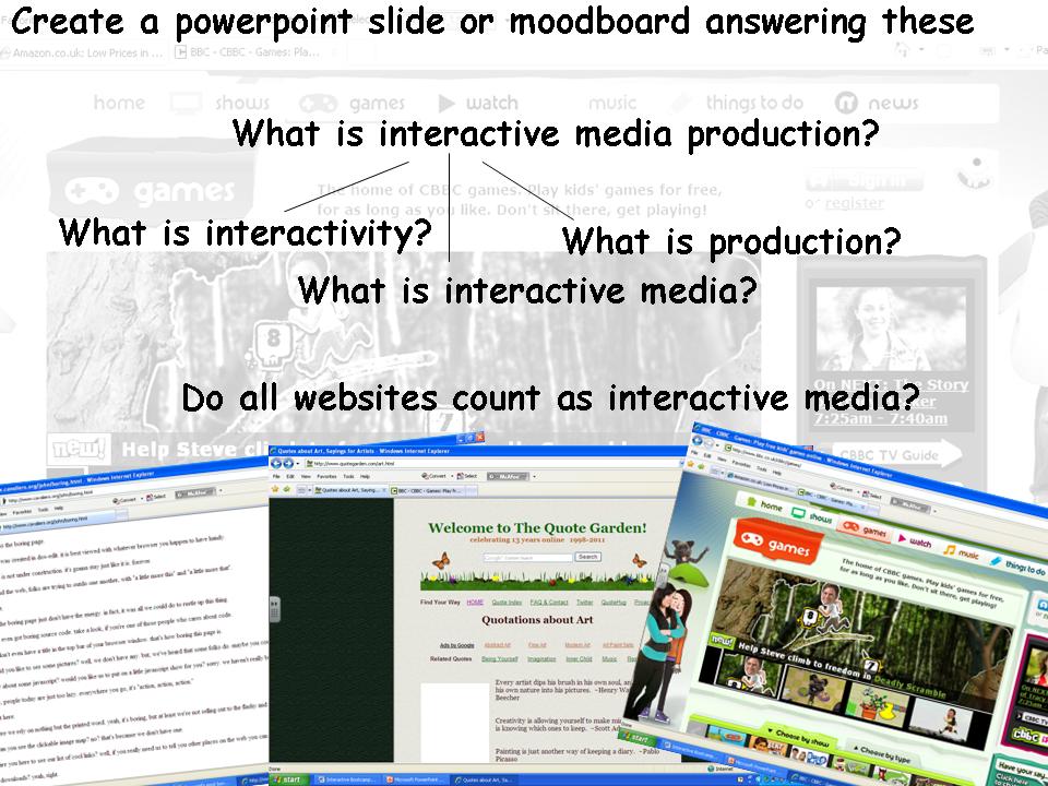 BTEC Creative Media Production: Interactive Media Products