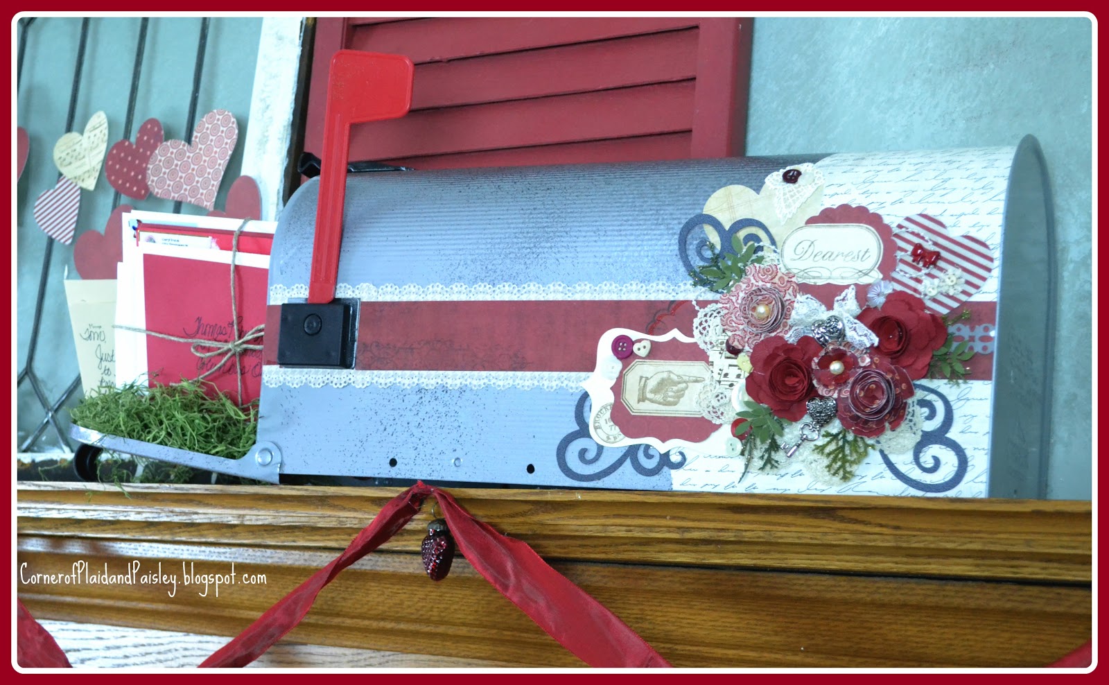 Valentine's Day Mantel - Love Letters - Corner of Plaid and Paisley