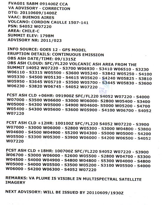 Fotos Aeropuerto Ezeiza Nube volcánica - Mapa MET y ASHTAM