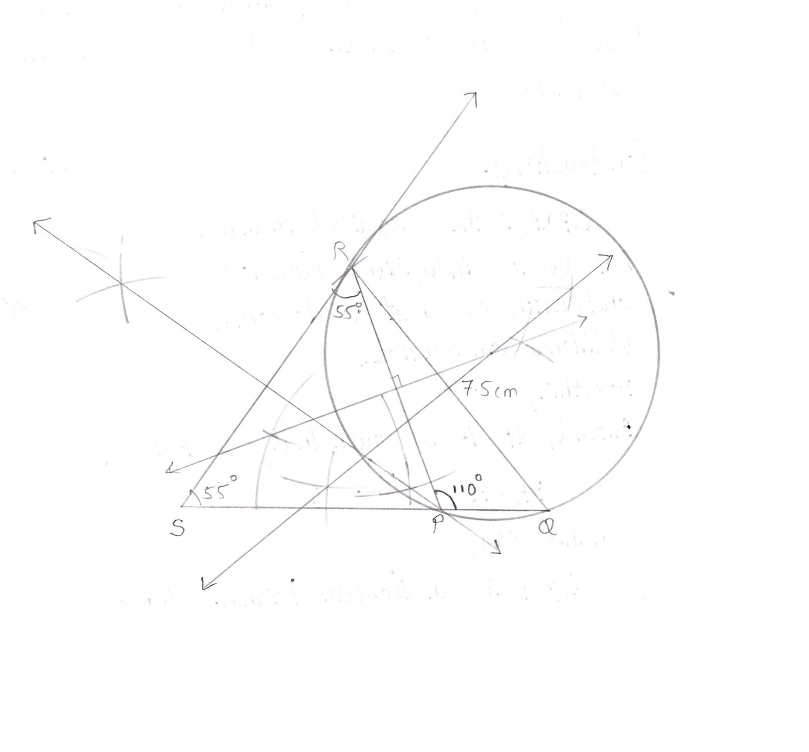 In ∆PQR, QR=7.5cm, ∠QPR=110° and PQ+PR=8.3cm then construct ∆PQR and ...