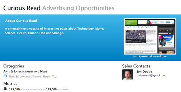 Advertise on Curious? Read ~ Curious? Read