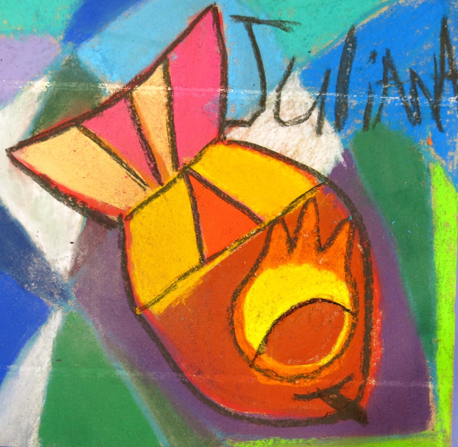 Cassie Stephens: In the Art Room: Chalked Fish Ceiling Tile