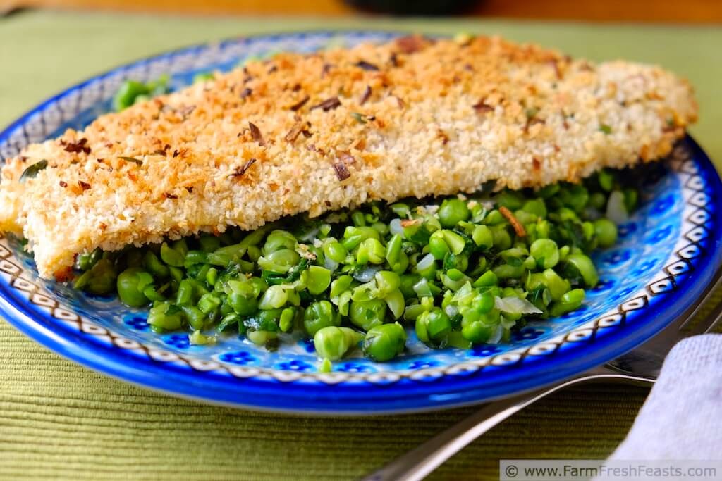 Farm Fresh Feasts: Crispy Baked Old Bay Swai with Minted Farm Share Peas