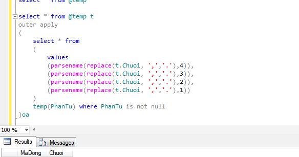 Hỏi Đáp SQL: Chuyển chuỗi thành dòng với hàm parsename()