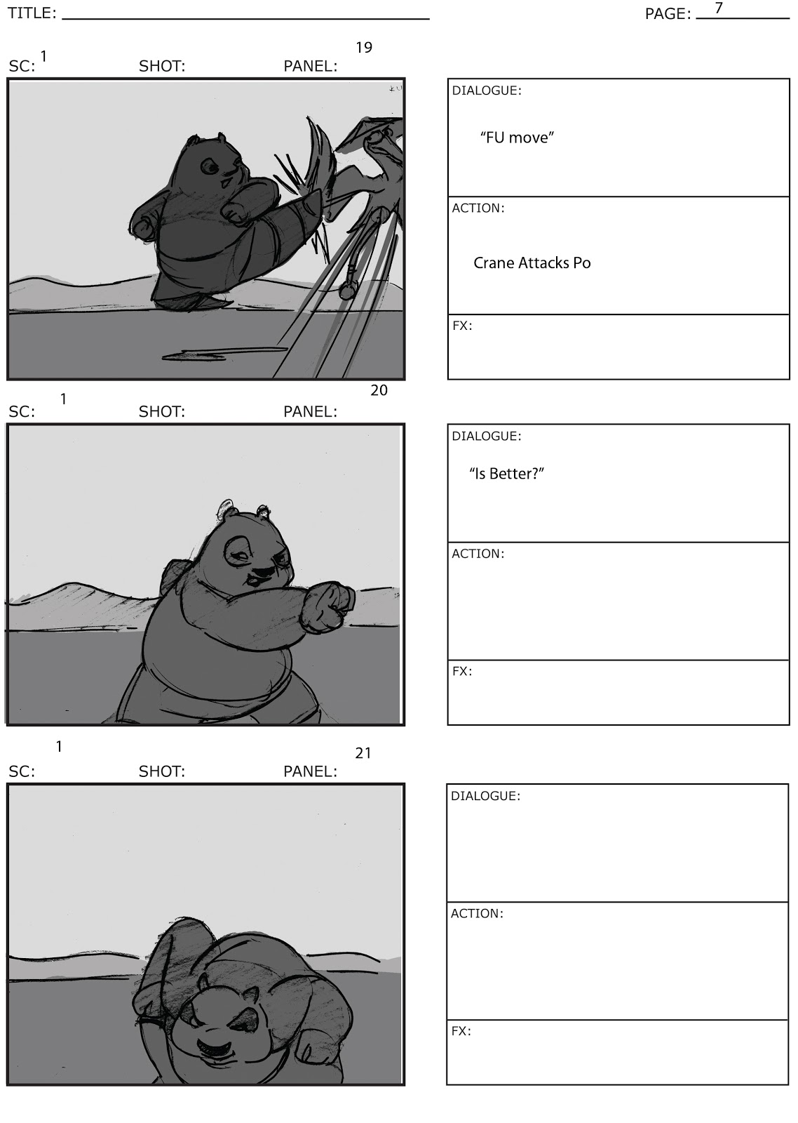 Miguel's Storyboard Blog: Kung-fu Panda test.