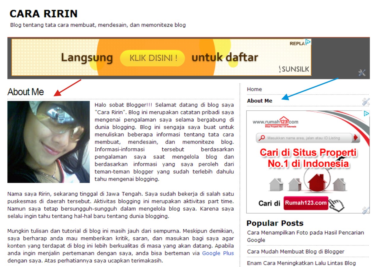 Cara Membuat Halaman About Me / Tentang Saya di Blog dengan Mudah