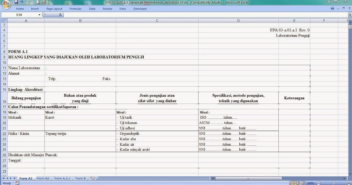 Revisi Satu Formulir A.1