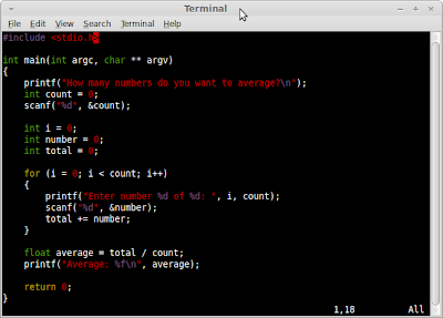 Programmer's Ranch: C: Calculating the Average of Several Numbers