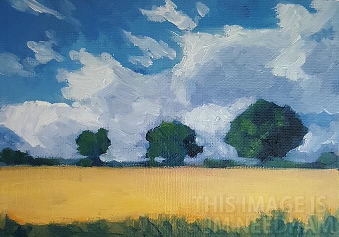 JM Needham Art Daily Painting: Three Trees