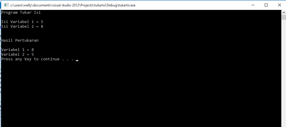 Tutorial C Belajar Pemograman C Program Menukar Isi Variabel Dengan C
