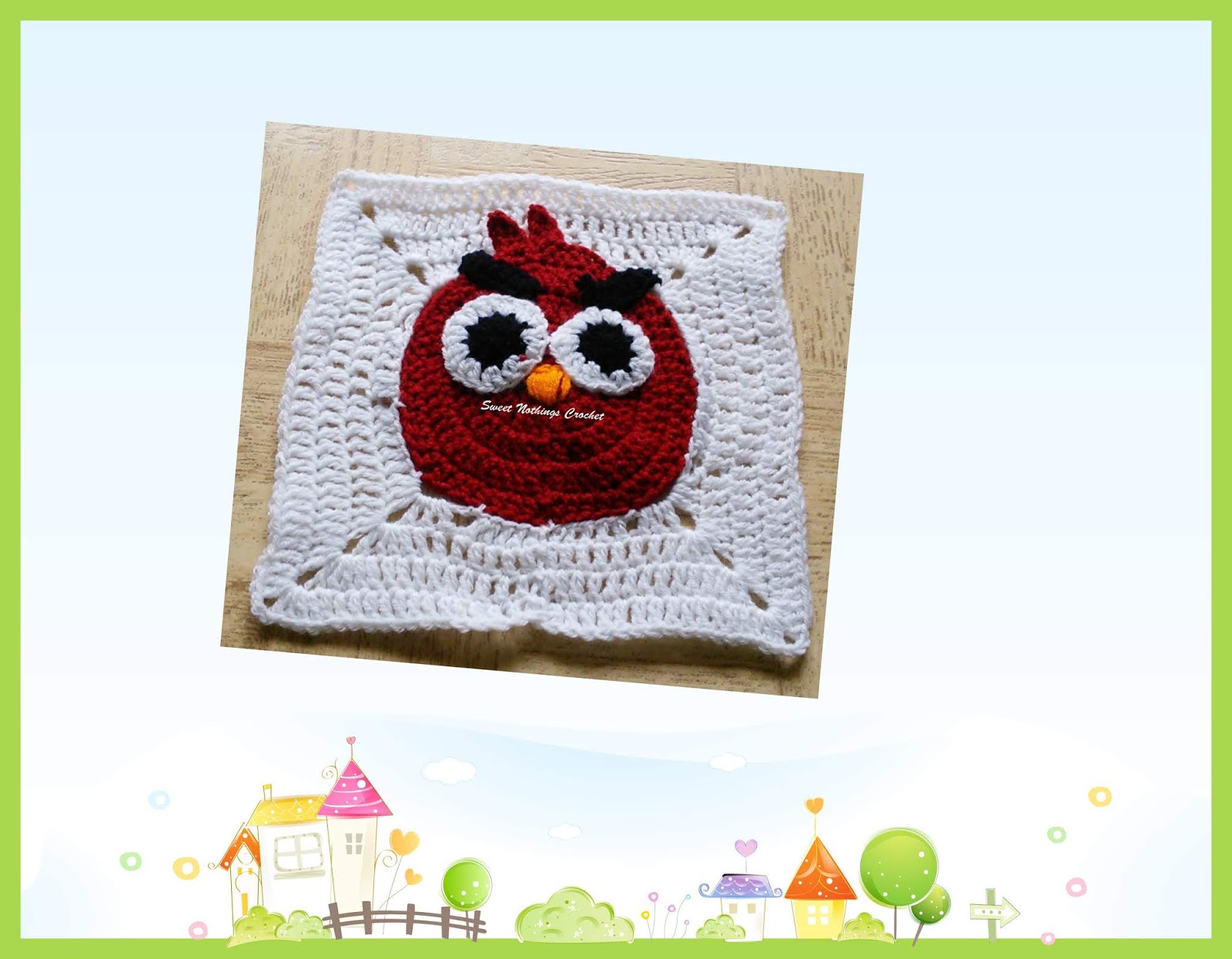 Sweet Nothings Crochet: RED ANGRY BIRD GRANNY SQUARE - IN THE ROUND 12