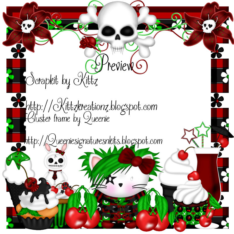 Queenie signatures n kits: Cluster frame Cherry Emo