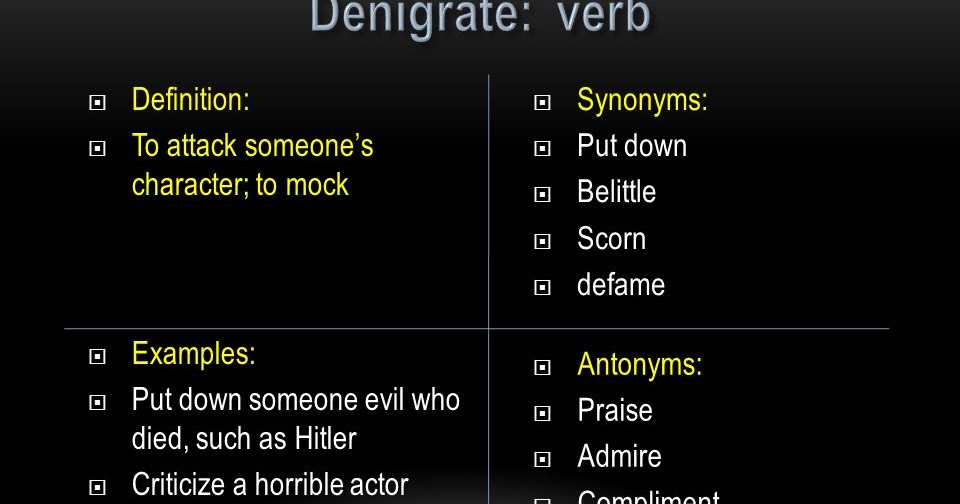 EXAMS AND ME : Denigrate