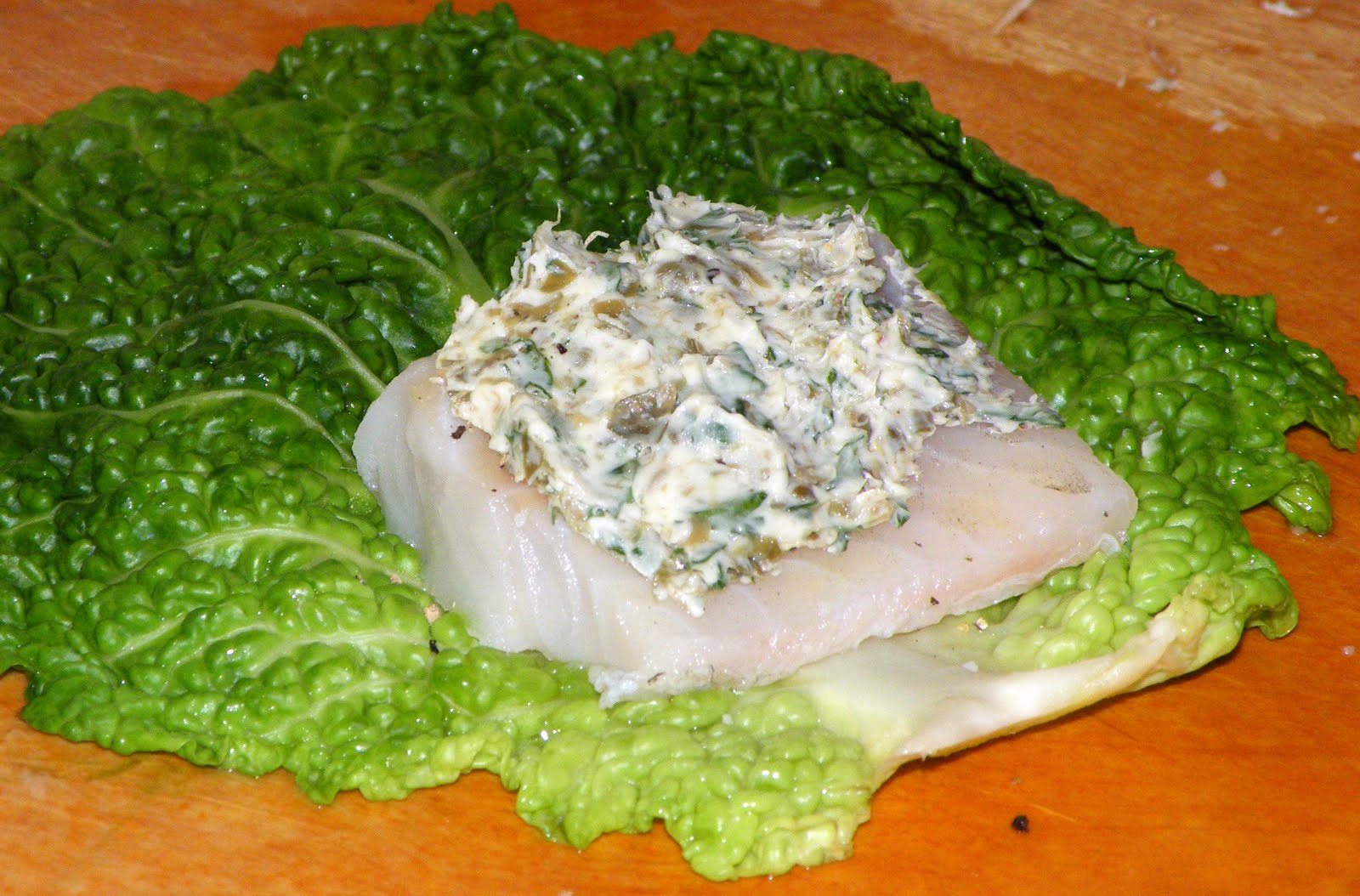 The Cooking Curmudgeon: Fish Wrapped in Savoy Cabbage with Caper Butter ...