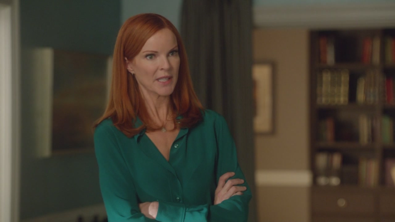 Ladies in Satin Blouses: Marcia Cross - green blouse