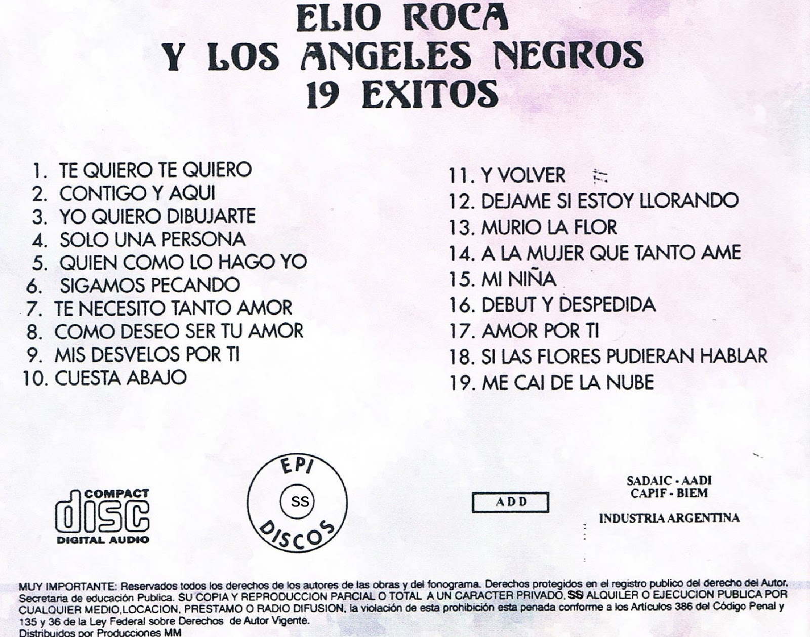ELIO ROCA Y LOS ANGELES NEGROS - 19 EXITOS - Omar Longhi