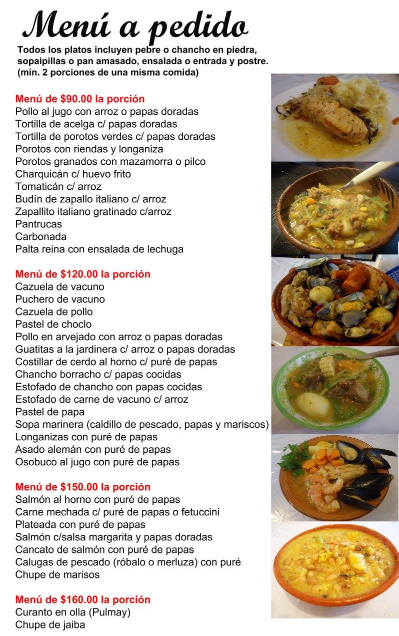 .La cocina de Mayi: Precios 2016 comida chilena en Cd. de México