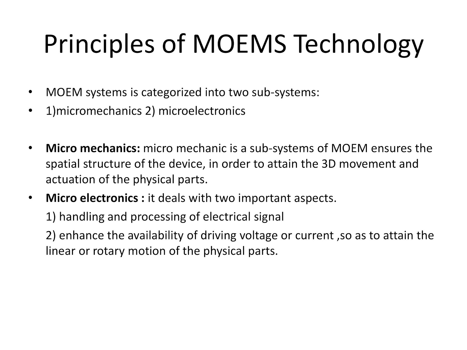 MICRO-OPTO-ELECTRO-MECHANICAL SYSTEMS (MOEMS) : Unit - 4 - OPENBOX ...