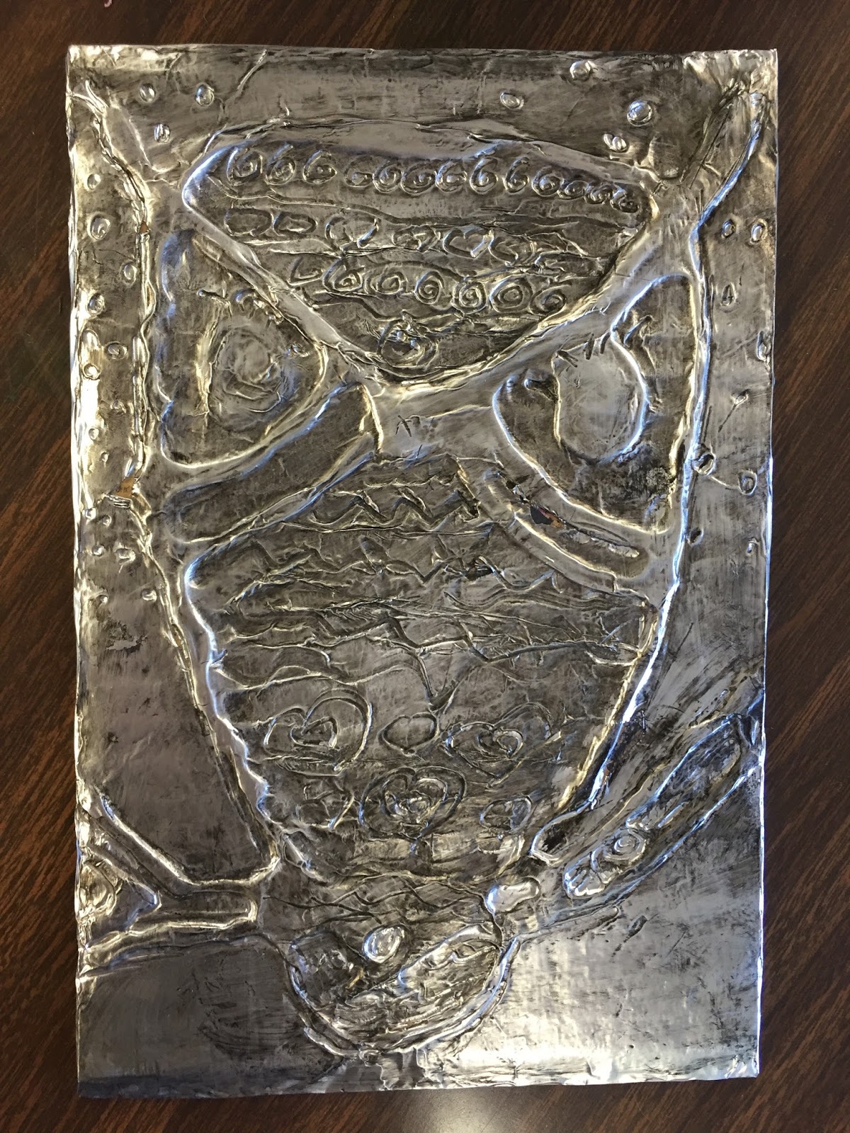 Elements of the Art Room: 5th grade foil owl relief