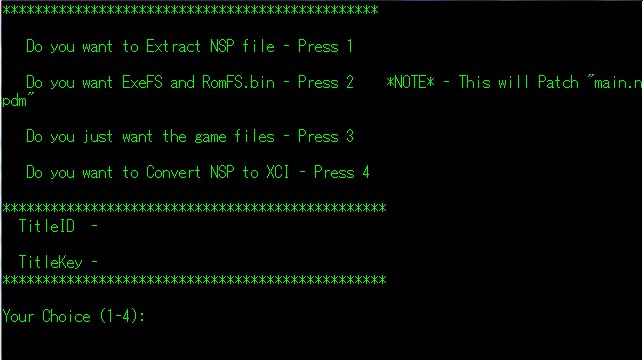 ニンテンドースイッチ xci、nca、nspの展開、ExeFS又はRomFS.binに変換、xci、nspの相互変換が可能なツール A ...